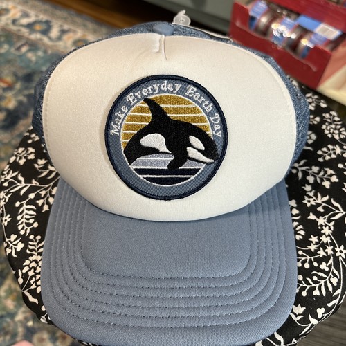 New Mesh And Graphic Baseball Cap Style Light Blue White Dolphin | eBay