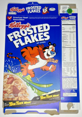 1997 Empty Kellogg's Frosted Flakes Team Tiger Wear 20 OZ Cereal Box ...