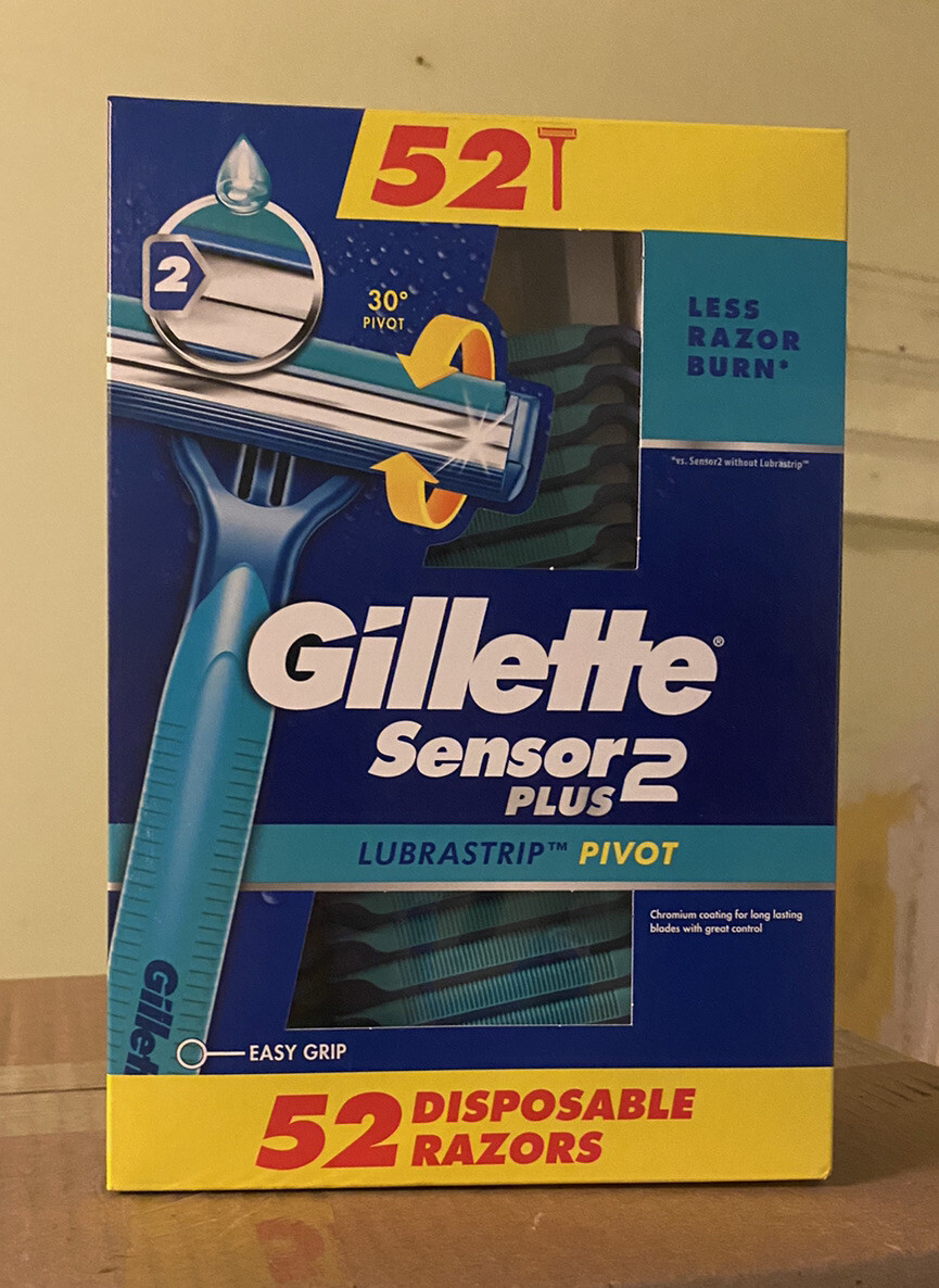 Gillette Sensor2 Plus Disposable Razors for Men 52 Ct – Powder ...