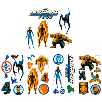 MARVEL HEROES FANTASTIC FOUR Decorative Wall Decals 24 Pre-Cut Stickers ...