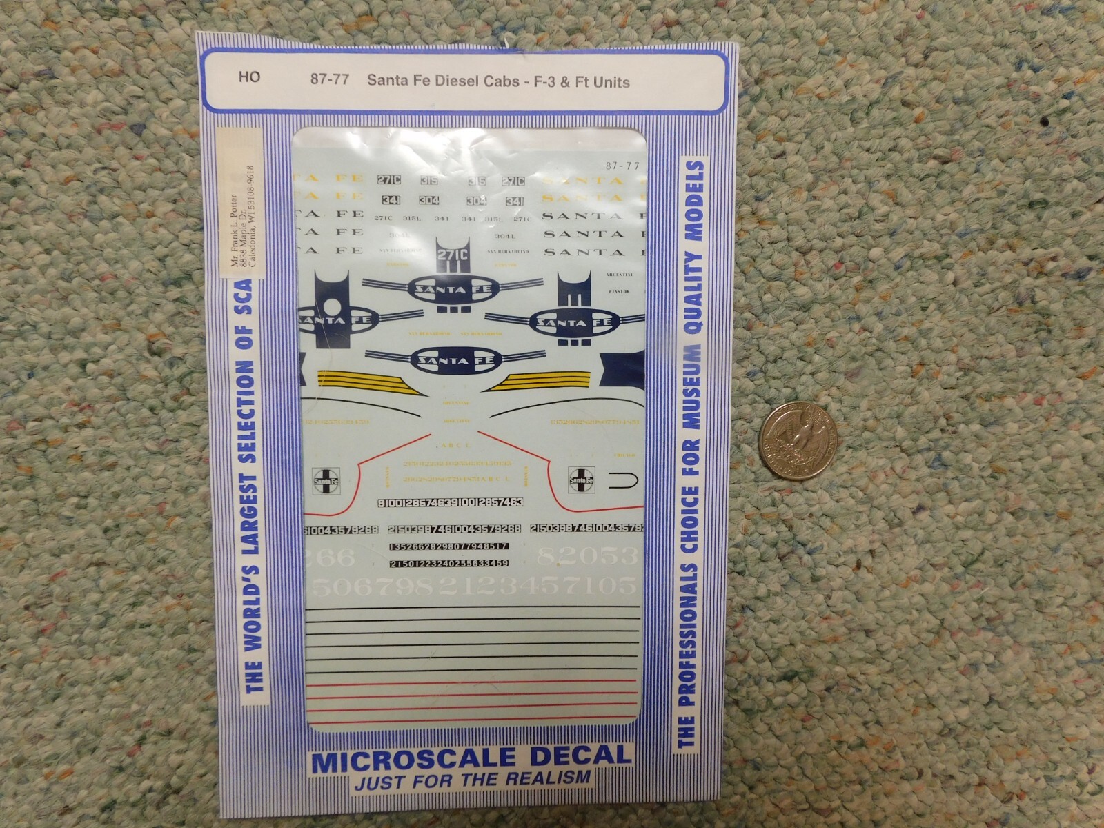 Microscale HO decals 87-77 Santa Fe diesel cabs F3 Ft units LLL | eBay