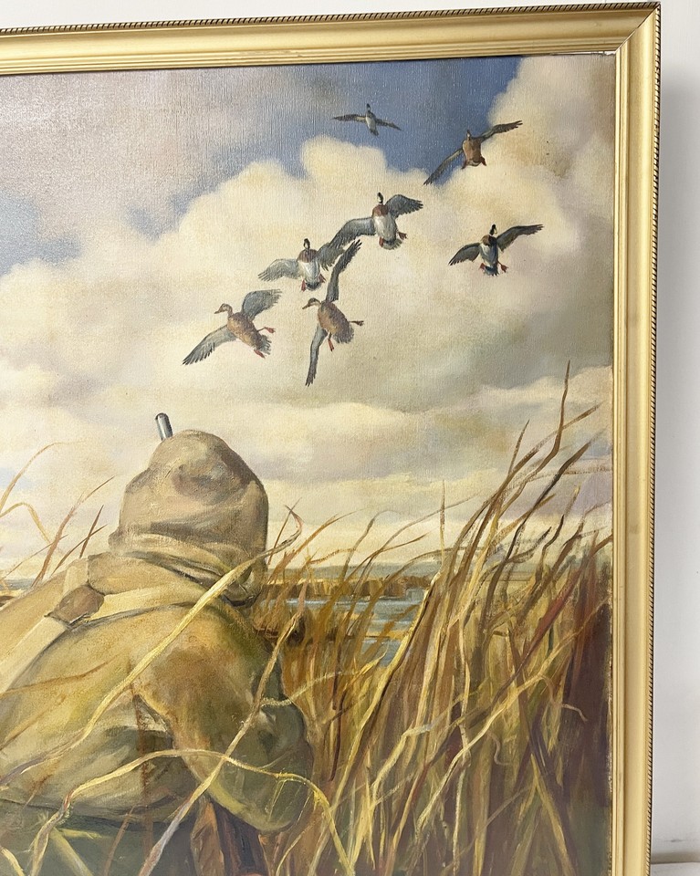 Vintage 1974 John C Green Oil on Canvas Waterfowl Duck Hunt Painting ...
