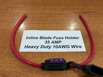 Inline Blade Fuse Holder - 35 AMP Heavy Duty 10AWG Wire Inc 2x Free 35 ...
