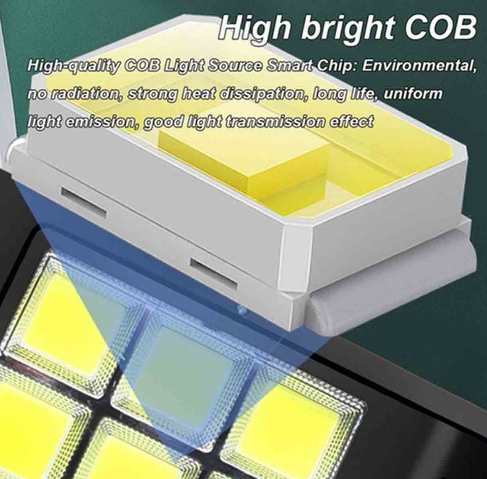 72 COB LED Solar Wall Light Outdoor Commercial Garden Fence Street Lamp ...