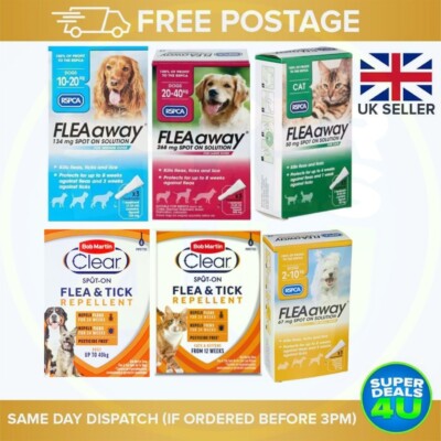 RSPCA FLEA away Large and Small Dog and Cat Flea & Clear Spot On Flea ...