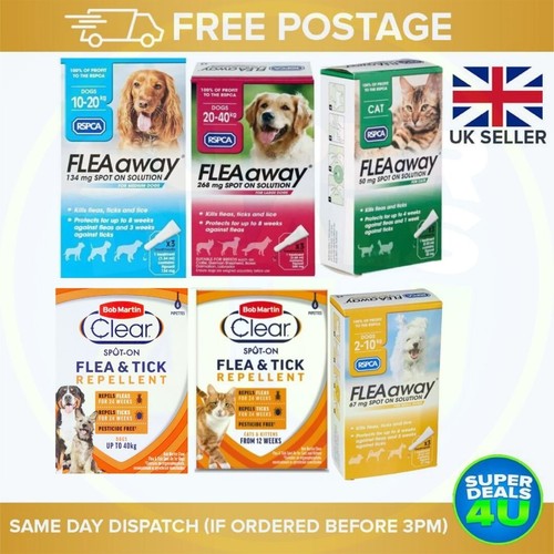 RSPCA FLEA away Large and Small Dog and Cat Flea & Clear Spot On Flea Treatment | eBay UK