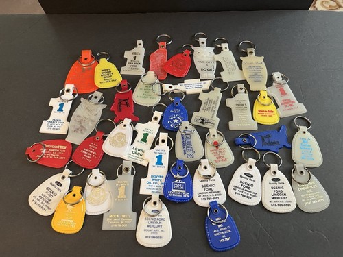 Vintage Lot (37) Hard Plastic Car Dealers/Misc. Key Fobs/Chains Pre ...