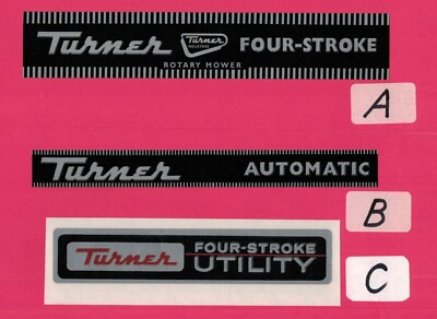 Turner c1960 Vintage Rotary Mower Repro Decals | eBay