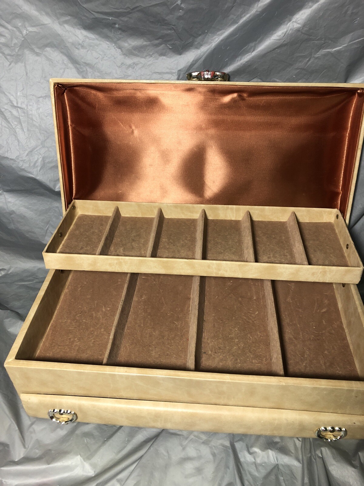 Vintage MCM Buxton Cream Multi Level Jewelry Box w Drawer USA | eBay