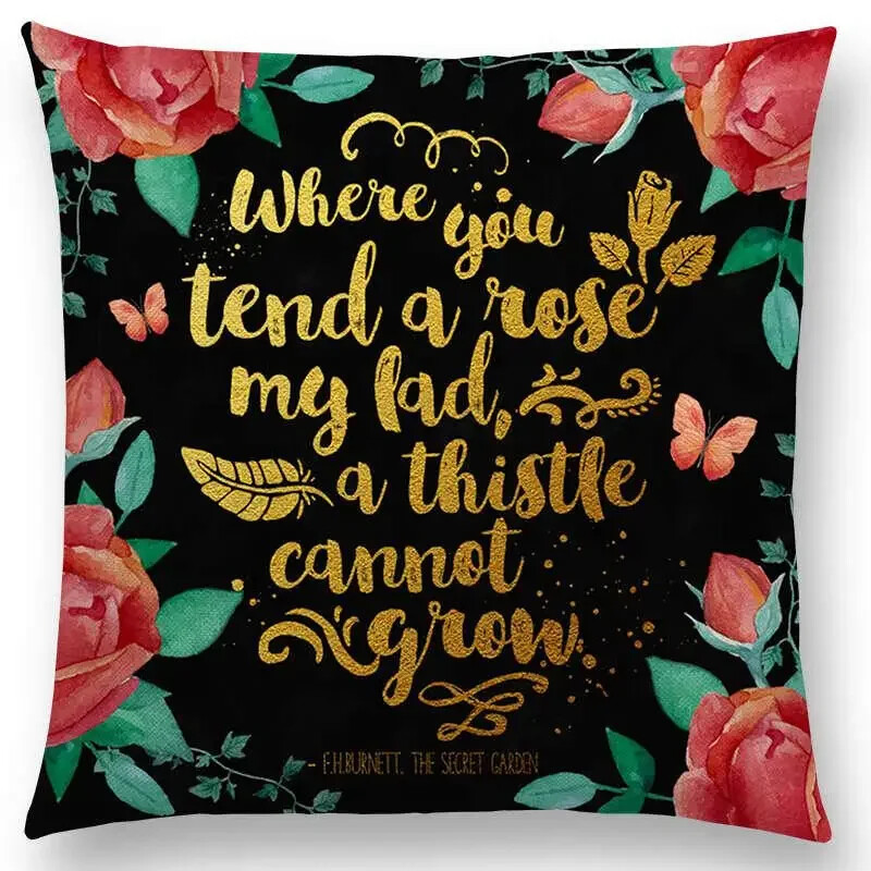 Beautiful Golden Words Cushion Cover Black Golden Letters Pillow Cover ...