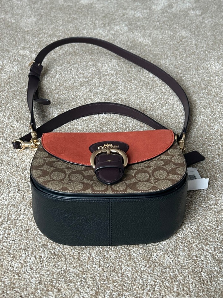 NWT COACH C5692 Clio Shoulder Bag Suede/PVC leather Khaki 2Way Handbag ...