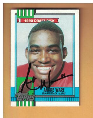 Andre Ware Autographed 1990 TOPPS ROOKIE Football Card Signed DETROIT ...