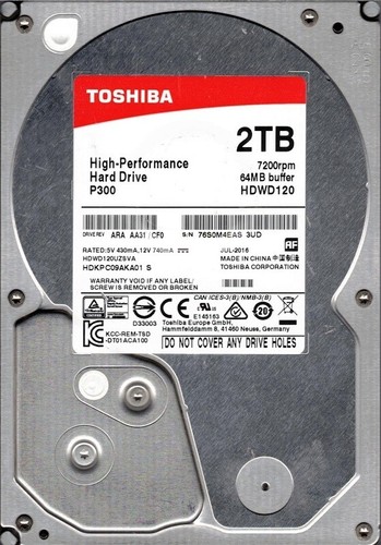 P300 HDWD120 Ara AA31/CF0 HDKPC09AKA01 Toshiba 2TB | eBay