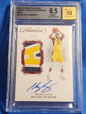MYLES TURNER 2018-19 FLAWLESS VERTICAL PATCH AUTOGRAPHS #VP-MTN RUBY ...