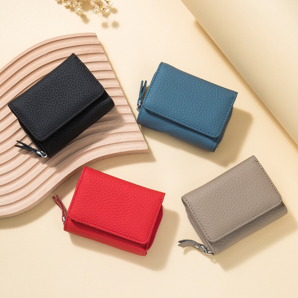 RFID Blocking Wallet Leather Coin Wallet Clutch Bag Foldable ID Card ...