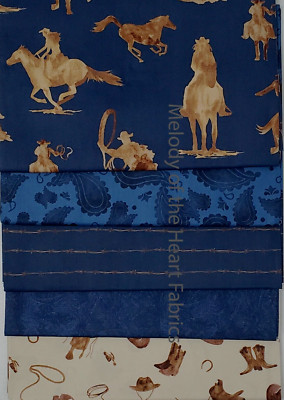Ride the Range 5 yard Western Fabric Set Navy Cowboy Chic Riley Blake ...