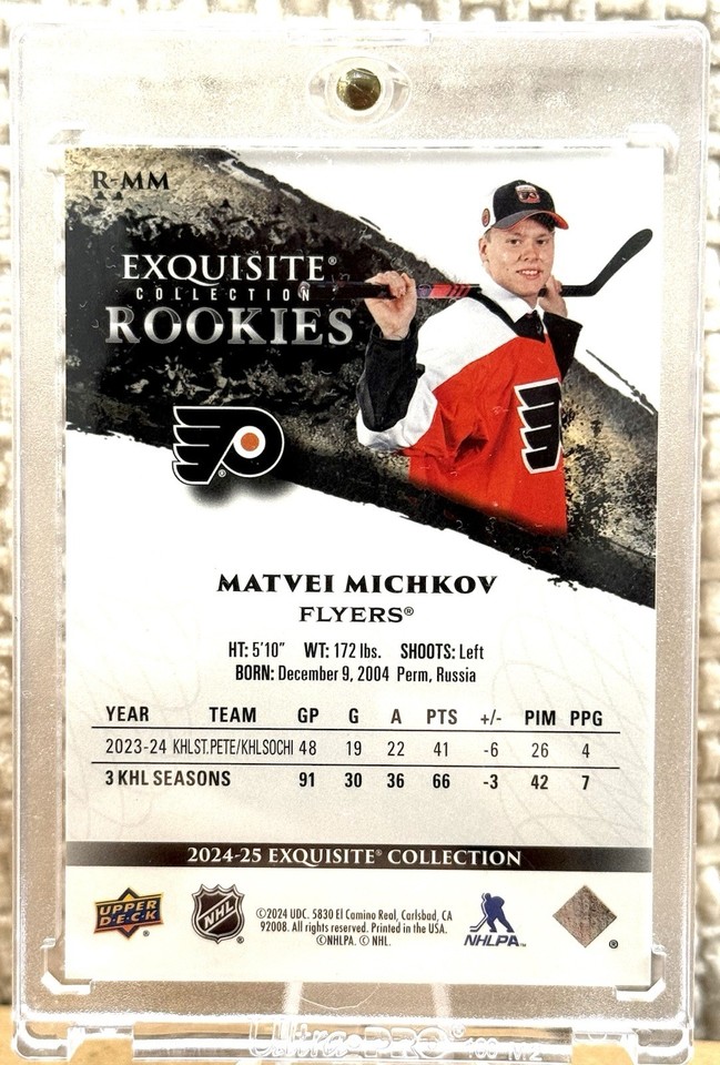 2024 UD Exquisite, Matvei Michkov Gold RC #'d 25/25, SSP, PHI Flyers ...