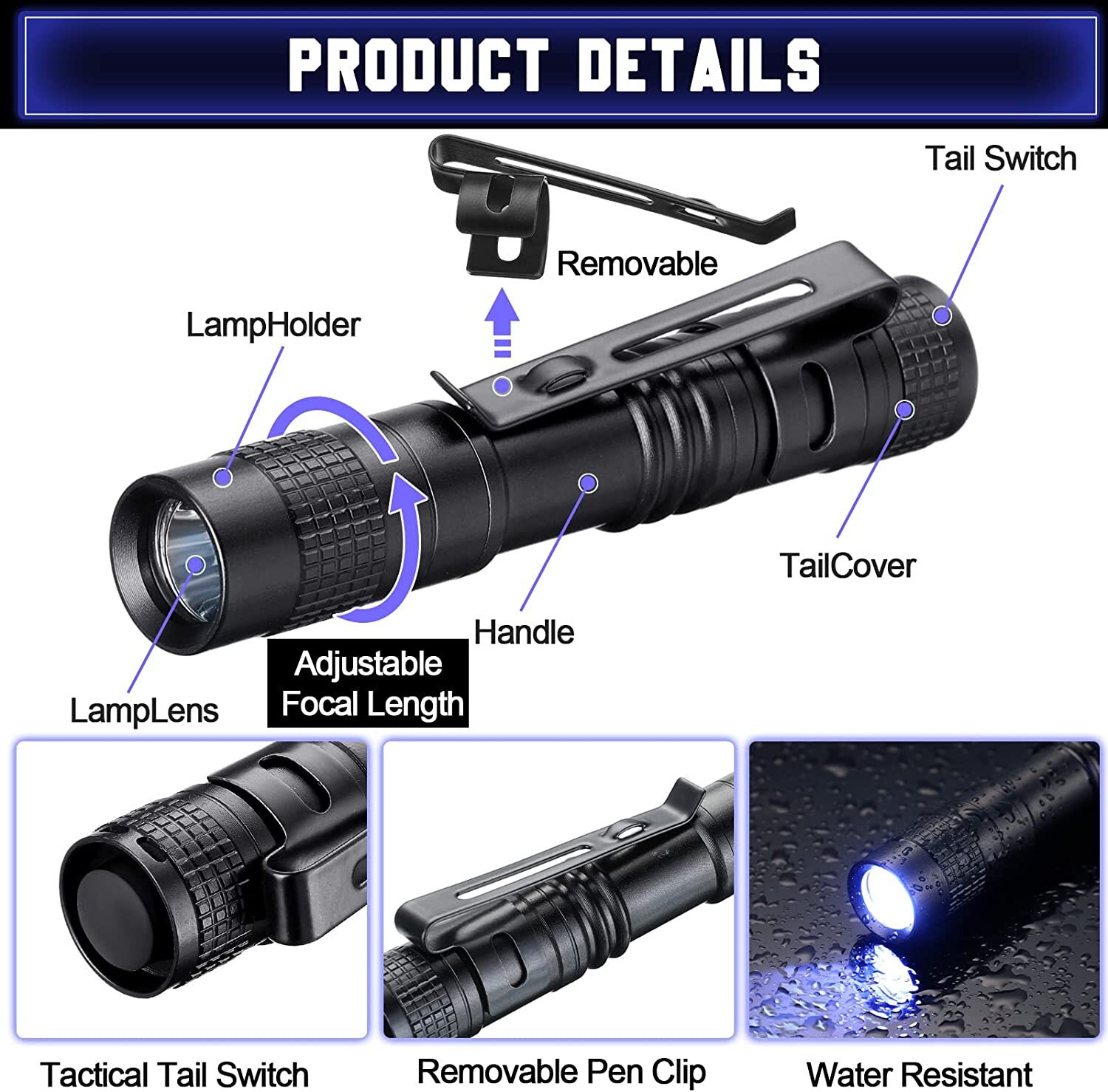 Mini Portable LED Flashlight Pocket Ultra Bright Handheld Pen Light for ...