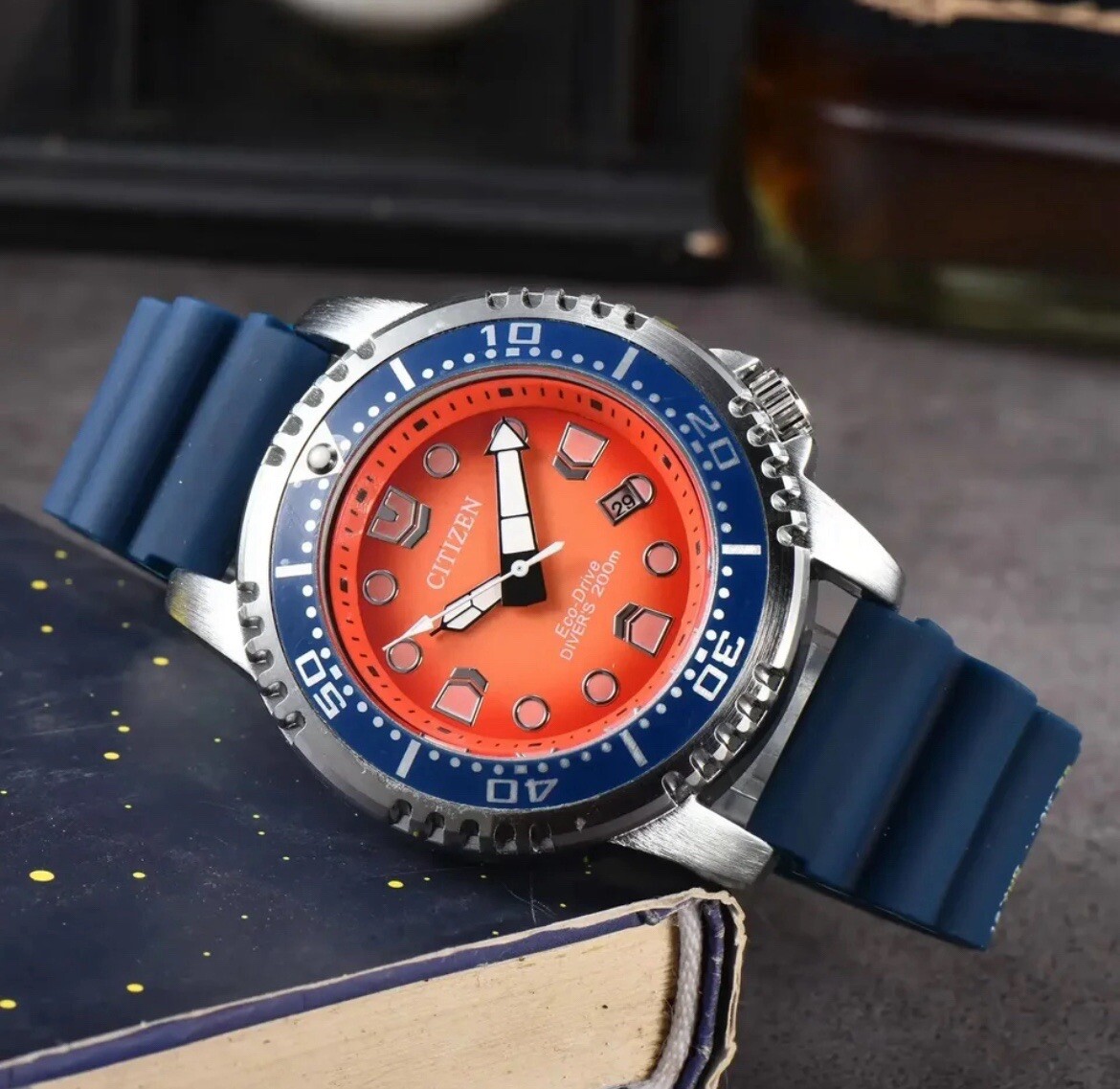 Citizen BN0169-03X Promaster Dive Eco-Drive Orange Sunburst | eBay