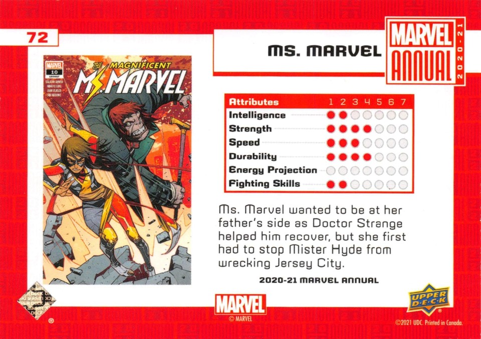 MS. MARVEL / Marvel Annual 2020-21 FRACTAL PARALLEL BASE Trading Card ...