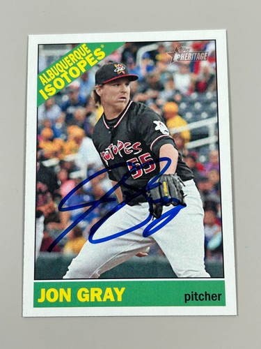 Jon Gray Signed 2015 Topps Heritage Minor Card #110 COA Albuquerque ...
