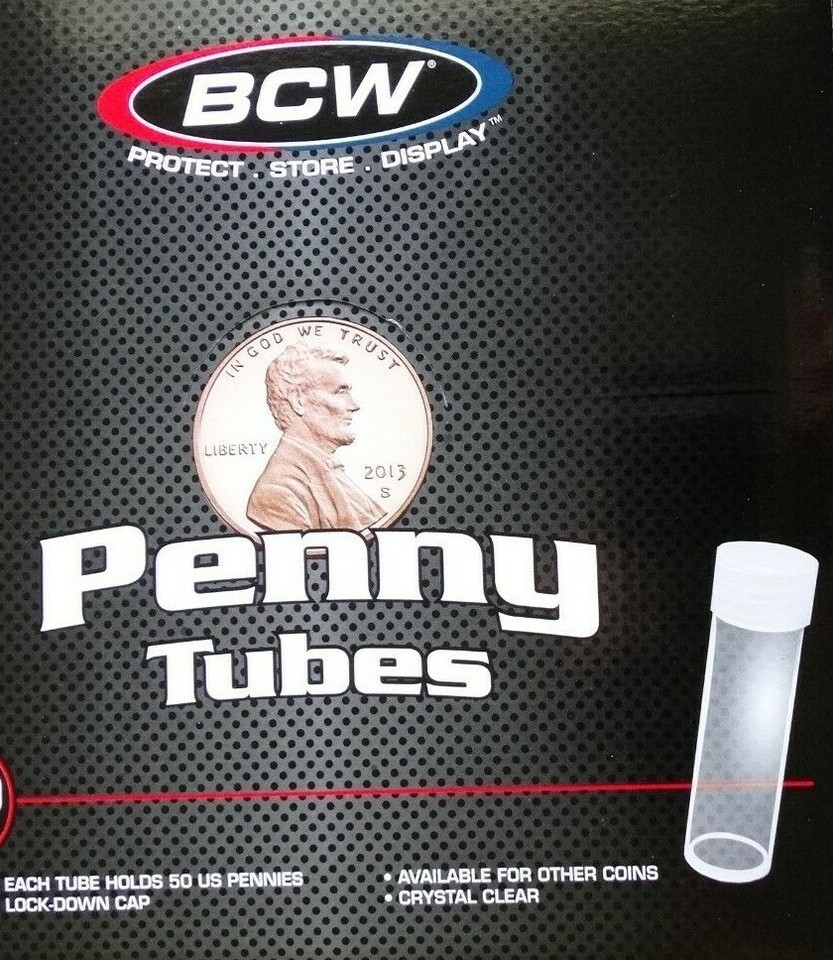 Lot of 20 BCW Penny Round Clear Plastic Coin Storage Tubes w/ Screw On ...