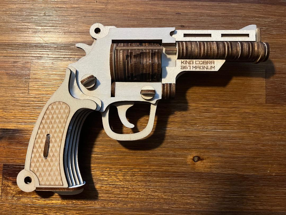 3D Puzzle Toy Wooden Gun Model Assembly Revolver Pistol Toys Teens ...