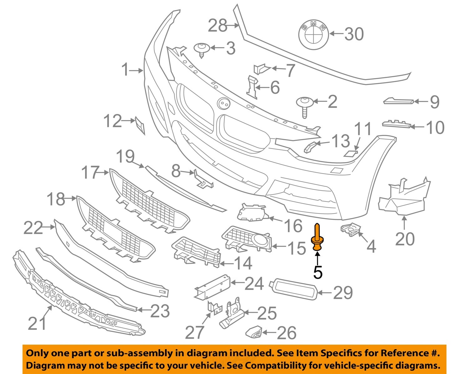 BMW 51118047458 Genuine OEM Factory Original Bumper Cover Rivet for ...
