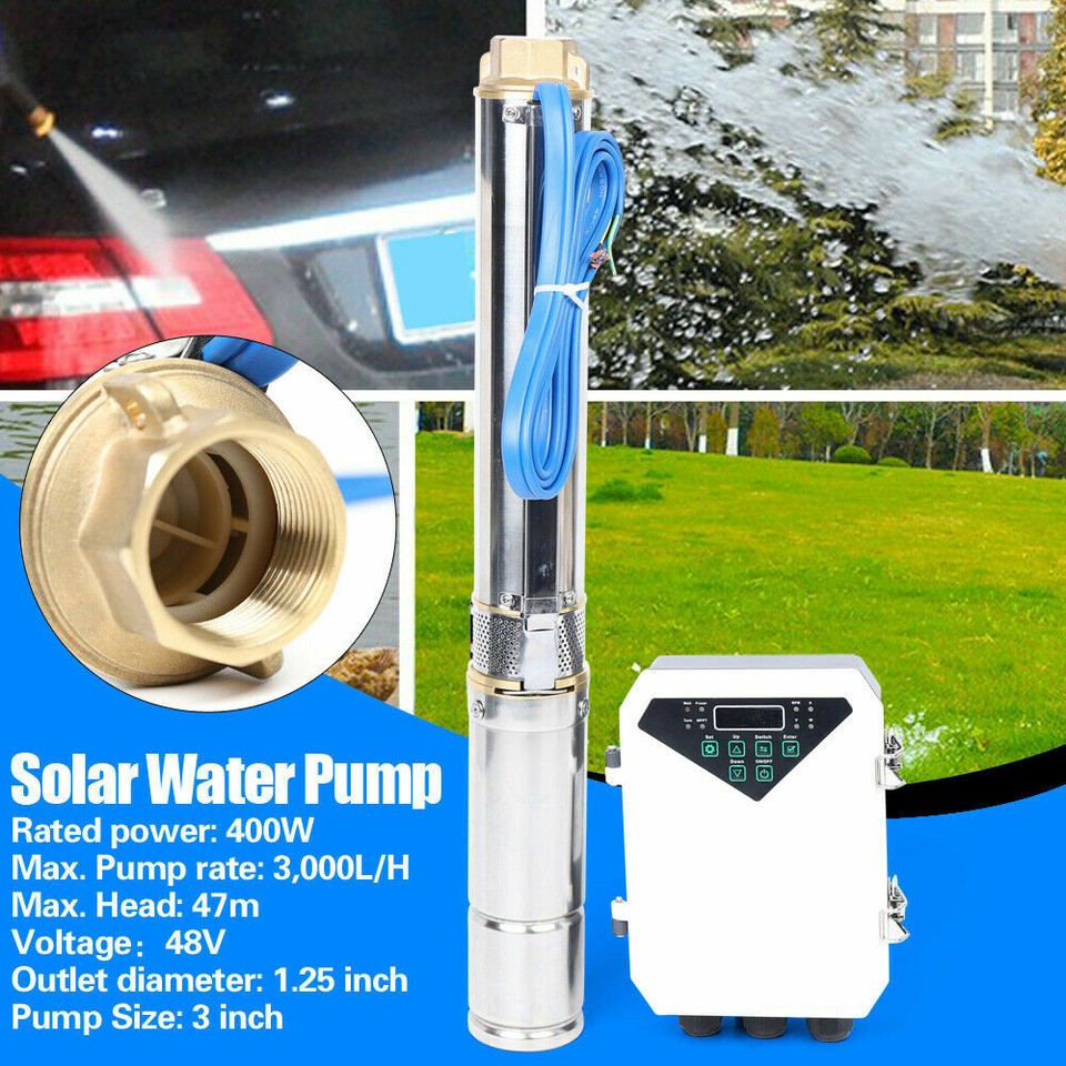 3" Solar Submersible Water Pump Bore Hole Deep Well Pump 48V DC 400W W ...