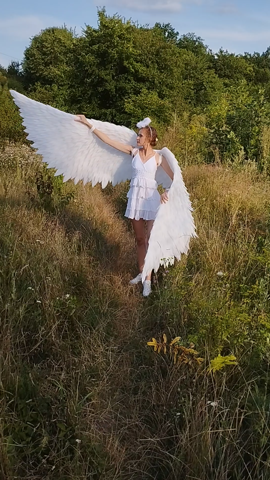 Big dancing white angel movable wings cosplay for wedding for women ...