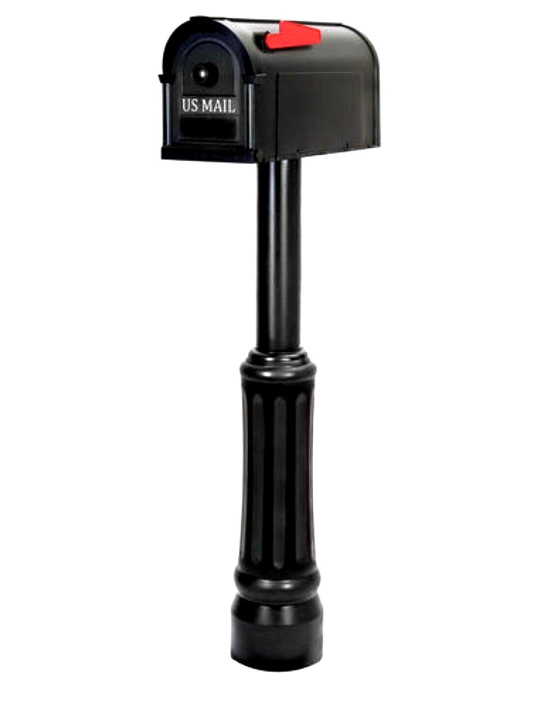 Decorative Black Mail Box Round Post Kit Durable Easy Set Mailbox Slip ...
