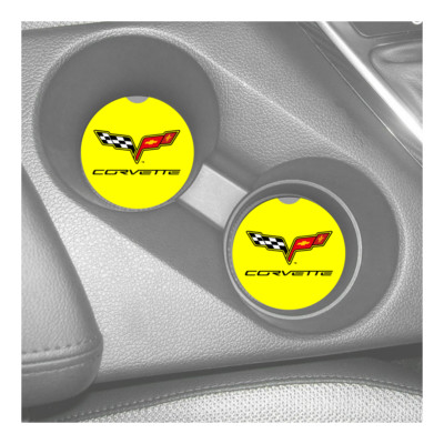 CHEVROLET CORVETTE C6 CHEVY THEME YELLOW DESIGN RUBBER CAR COASTER SET ...