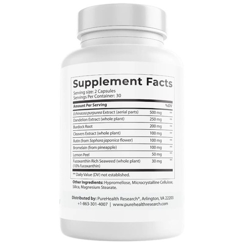 Herbal Lymph System Support Supplement 1230mg - Lymphatic Support, 120 ...