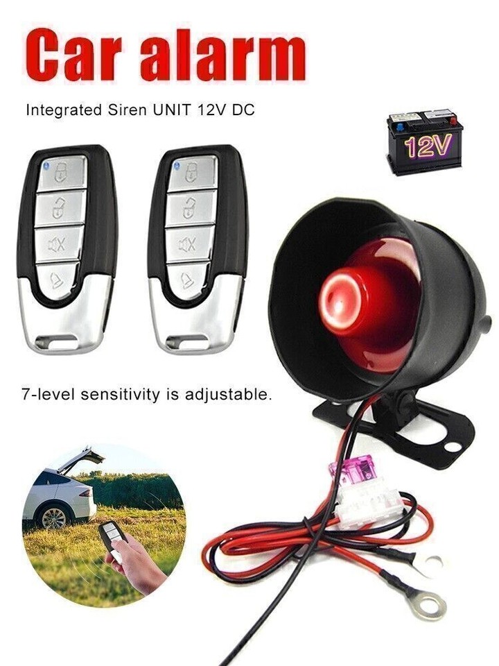 12V Car Security System Horn Siren Alarm with 2 Remote Controls Anti ...