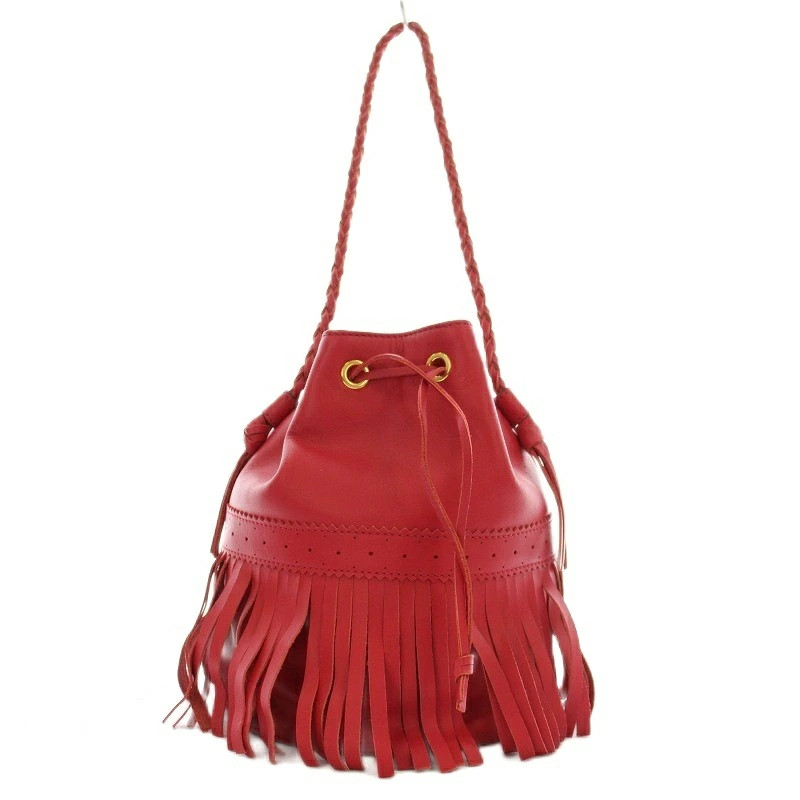 Used J M Davidson Carnival Shoulder Bag Fringe Drawstring Red G Ladies ...