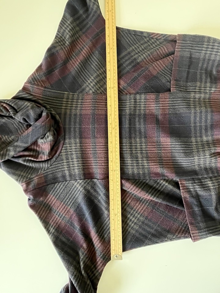 Sahara Checked Tunic Top Cowl Neck Pockets Blue Red S M brushed cotton ...