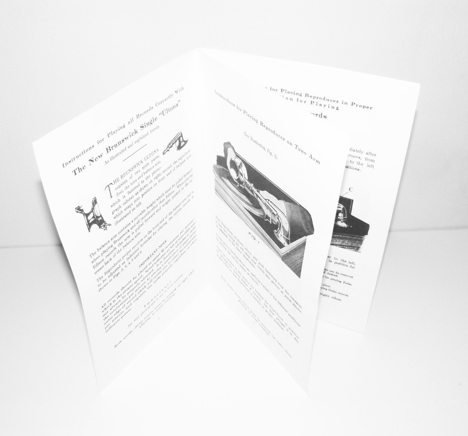 Brunswick Ultona Phonograph Reproducer Instruction Operating Manual ...