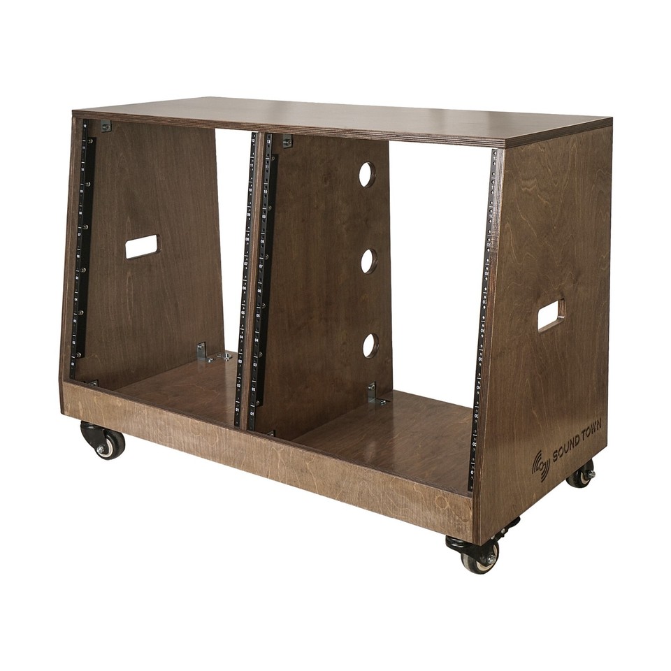 Sound Town DIY 2x12U Slanted Studio Rack Casters Plw Weathered Gray ...