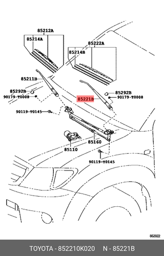 Genuine OE Wiper Arm, 852210K020 for Toyota 85221-0k020 | eBay