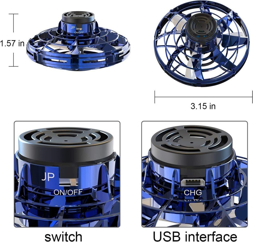 Flying Fidget Spinner Drone Ball UFO Stress Focus Hand Fun Toy LED Kids ...