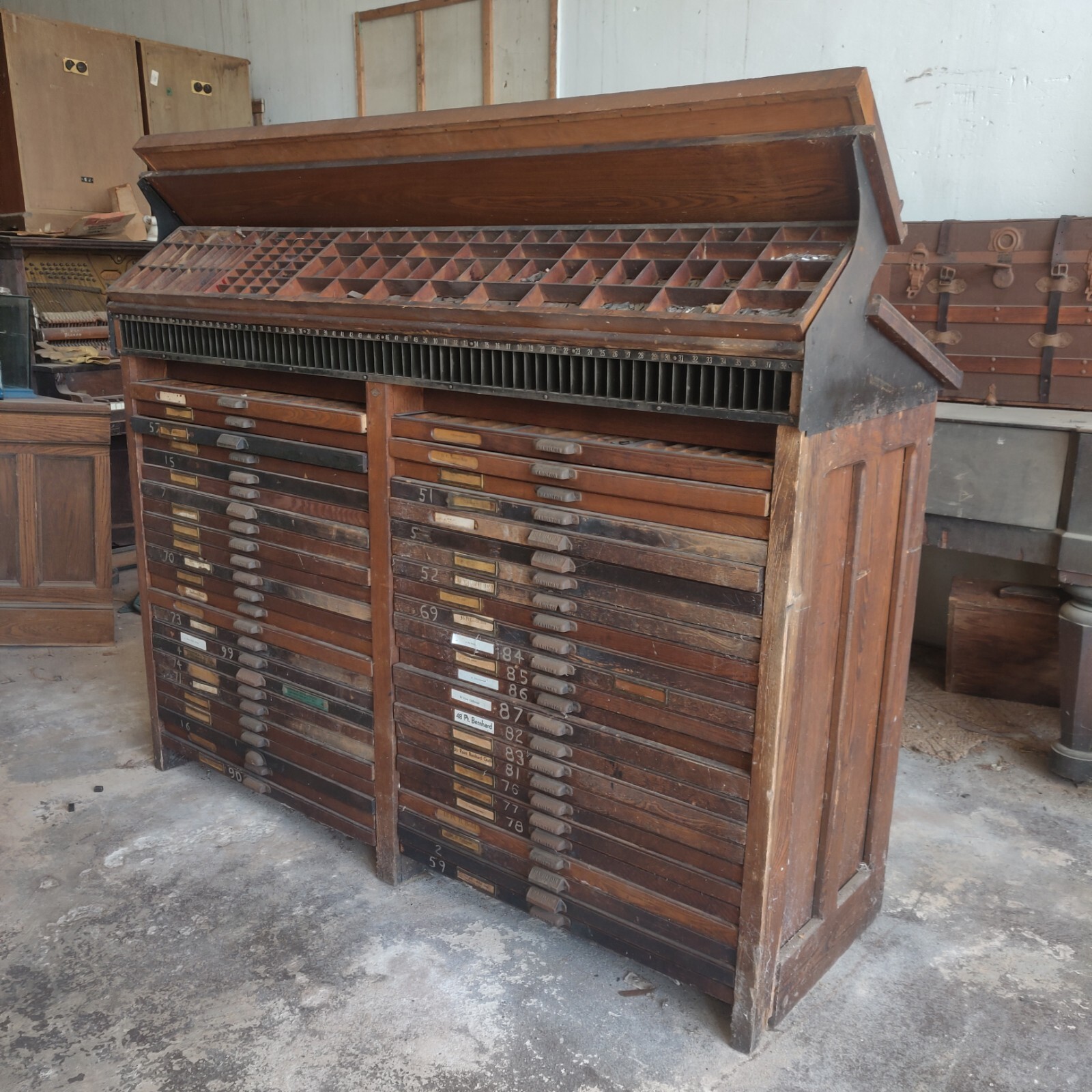 Hamilton Double Slant Top Print Shop Printer Cabinet with Block Sets | eBay