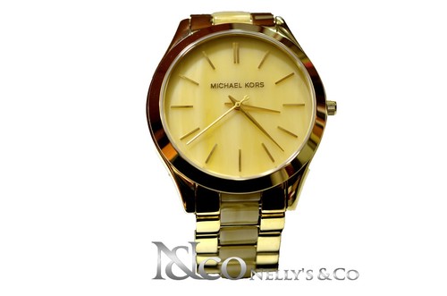 Michael Kors MK4285 Slim Runway Milky Horn Dial Two-Tone Bracelet | eBay