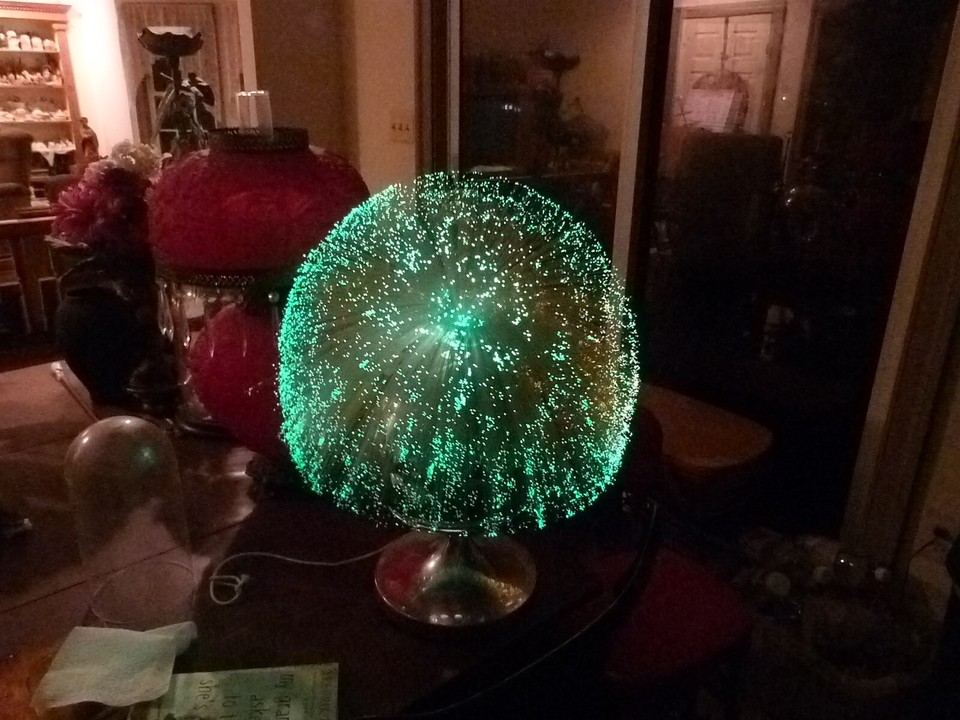 VINTAGE Chrome Sunburst 4000 FiberOptic Rotating Lamp Changing Colors ...