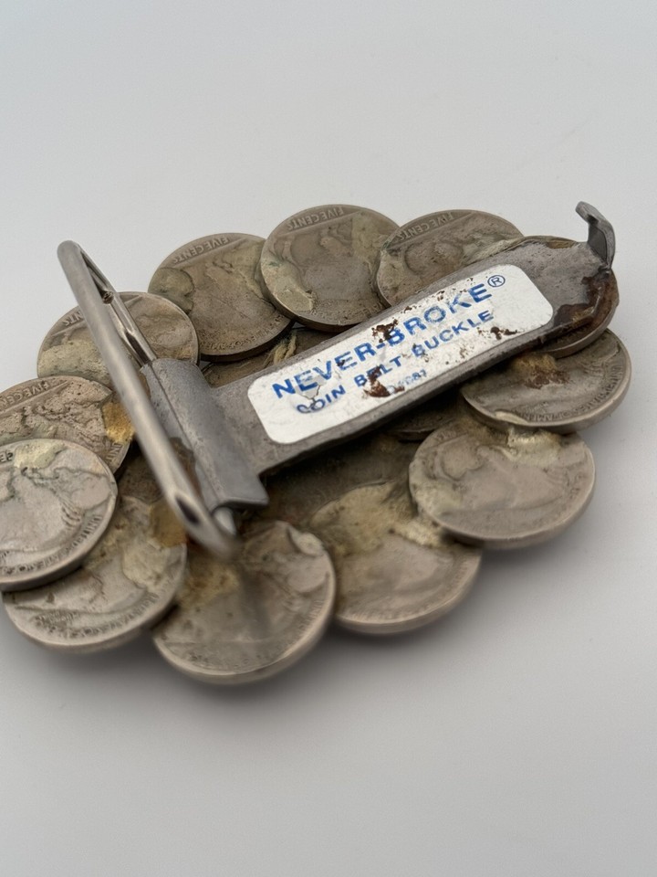 VTG Never Broke Real Coins Belt Buckle 1981 Eisenhower Dollar Buffalo ...