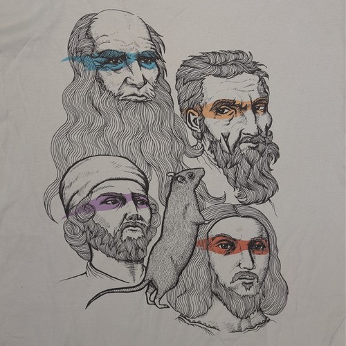 TMNT Men's XL Woot! Shirt, Off-White, Renaissance Artists, Leonardo ...