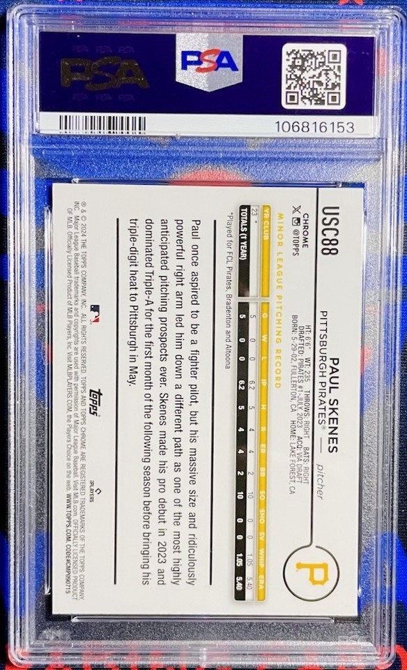 PSA 10 2024 Topps Chrome Update Paul Skenes RC X-Fractor Refractor ...
