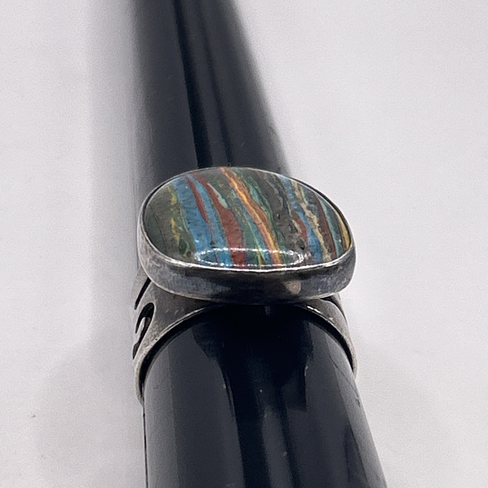 DTR Jay King Sterling 925 Silver Rainbow Calsilica Ring Size 9 | eBay