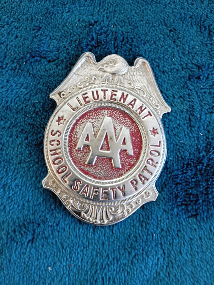 Vintage AAA School Safety Patrol Lieutenant Historical Silver Metal Pin ...