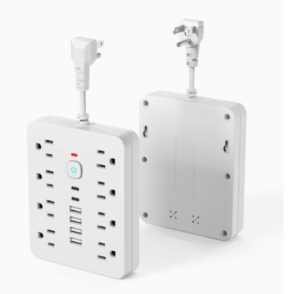 14-in-1 Power Strip Surge Protector 8 AC Outlets 4 USB 2 Type-C Flat ...