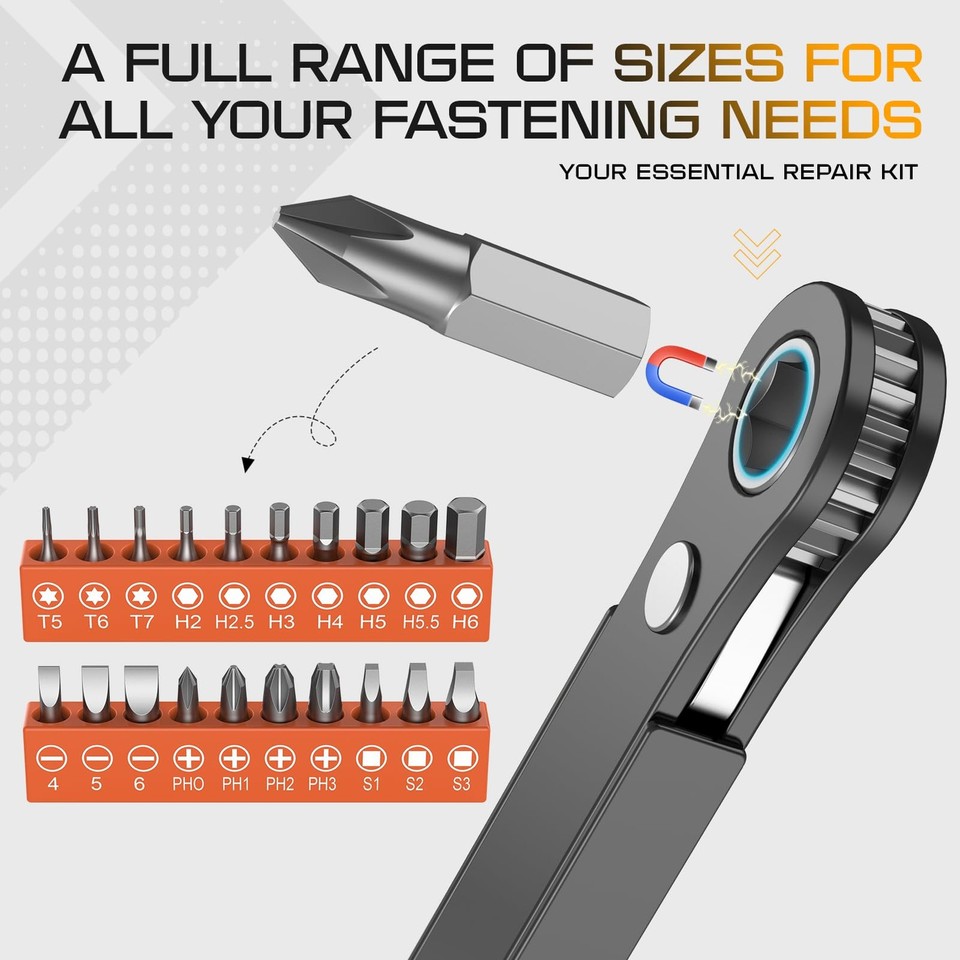 Right Angle Screwdriver Set T5 T6 T7 Torx Star Bit Ratchet Allen Wrench ...